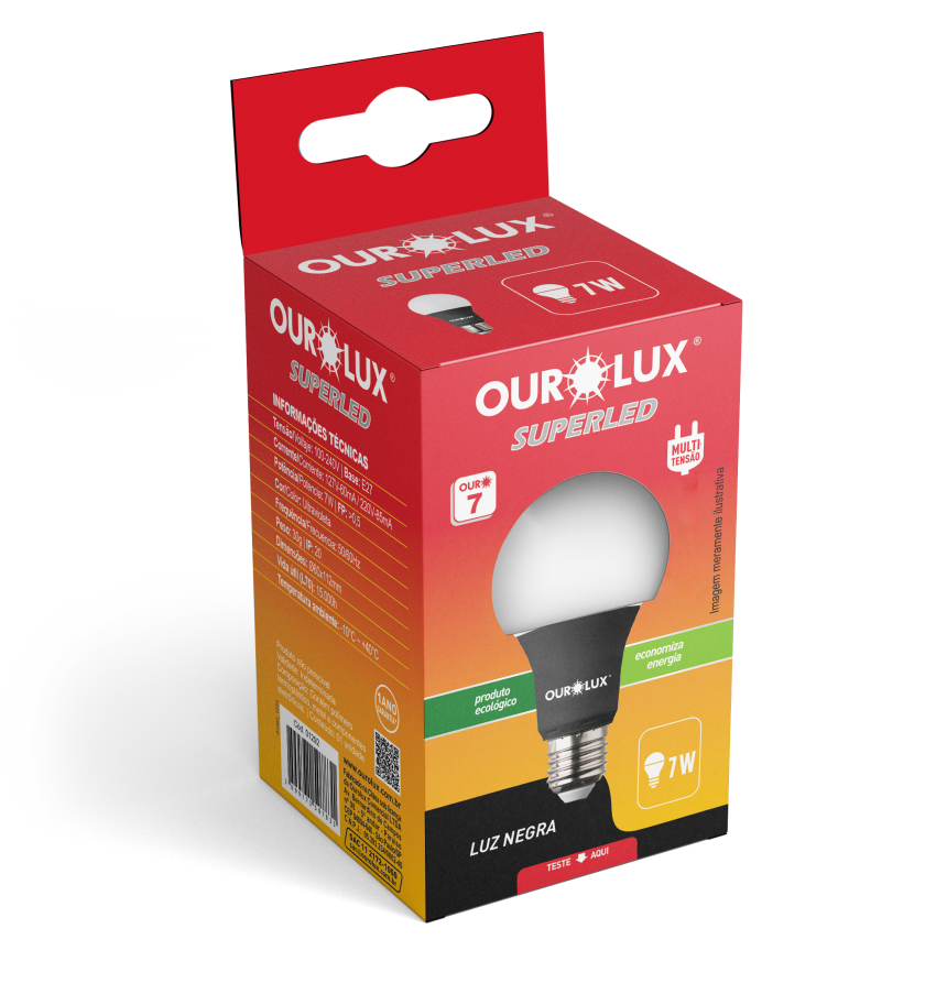 Lâmpada Luz Negra LED 7W BIVOLT - Ourolux