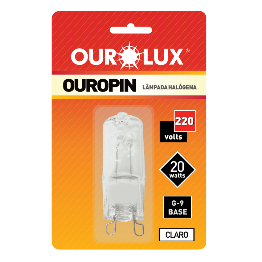 Lâmpada Halógena Ouropin G9 20W 220V Clara - Ourolux