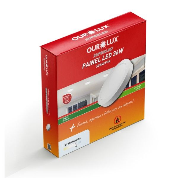 Plafon Superled Sobrepor 36W Bivolt 6500K Redondo - Ourolux